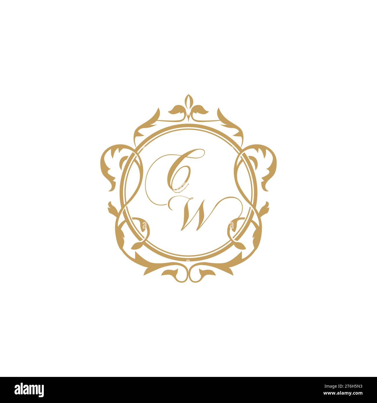 CW Wedding initials invitation with elegant ornament circle element ...