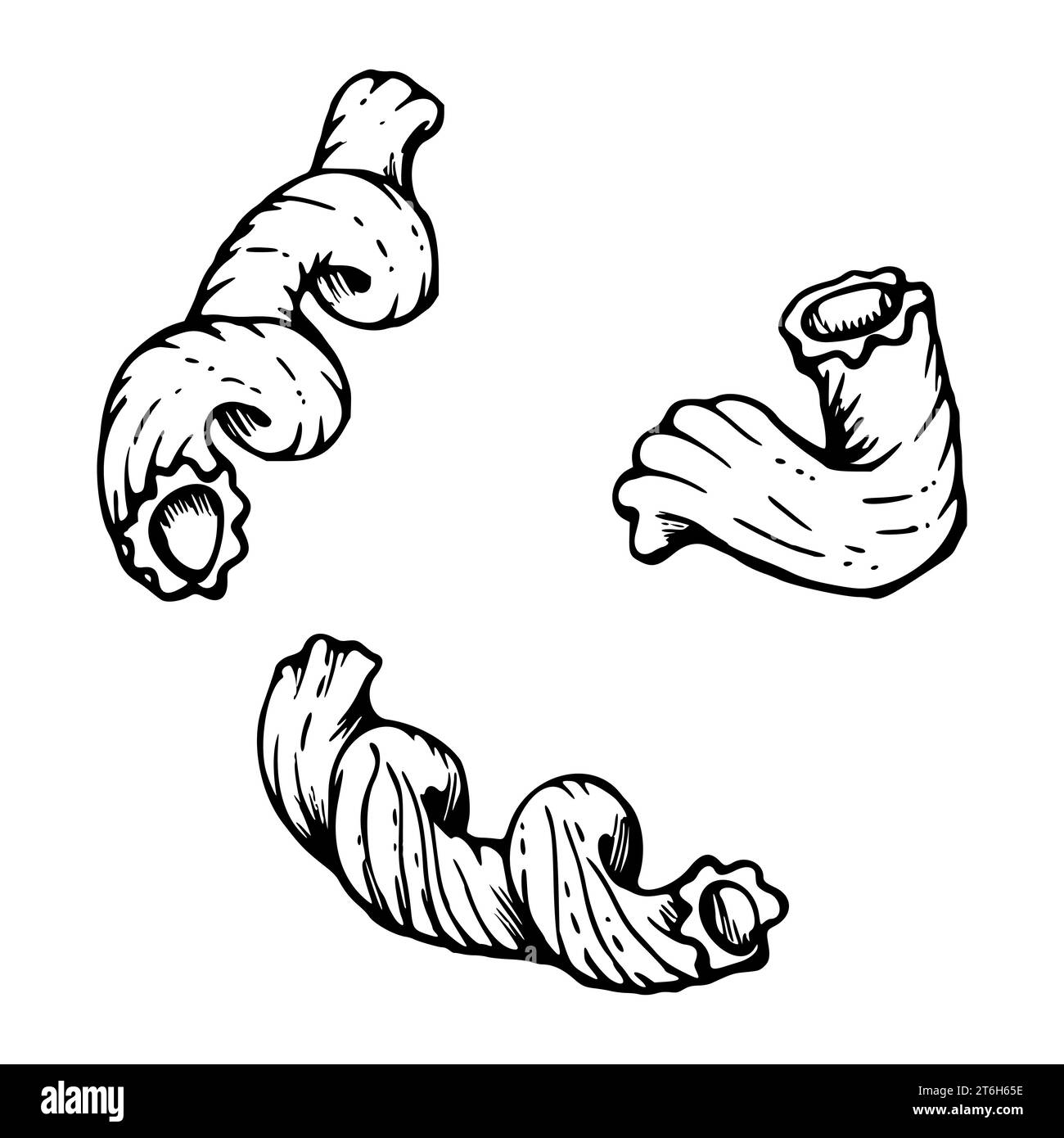 Hand drawn vector ink illustration. Types of pasta Italian cuisine ...