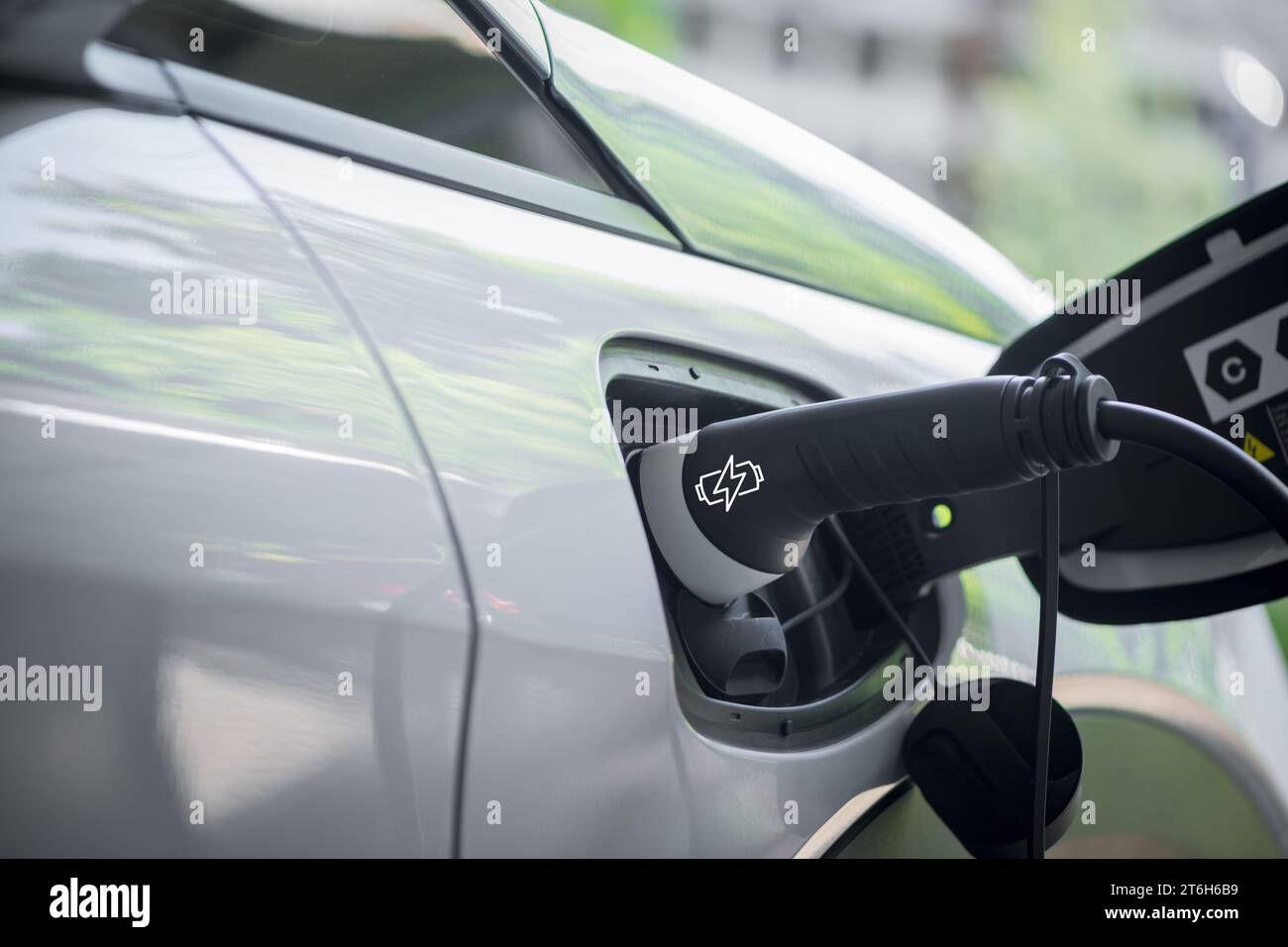 EV charging at home for electric car in concept of green energy and eco ...