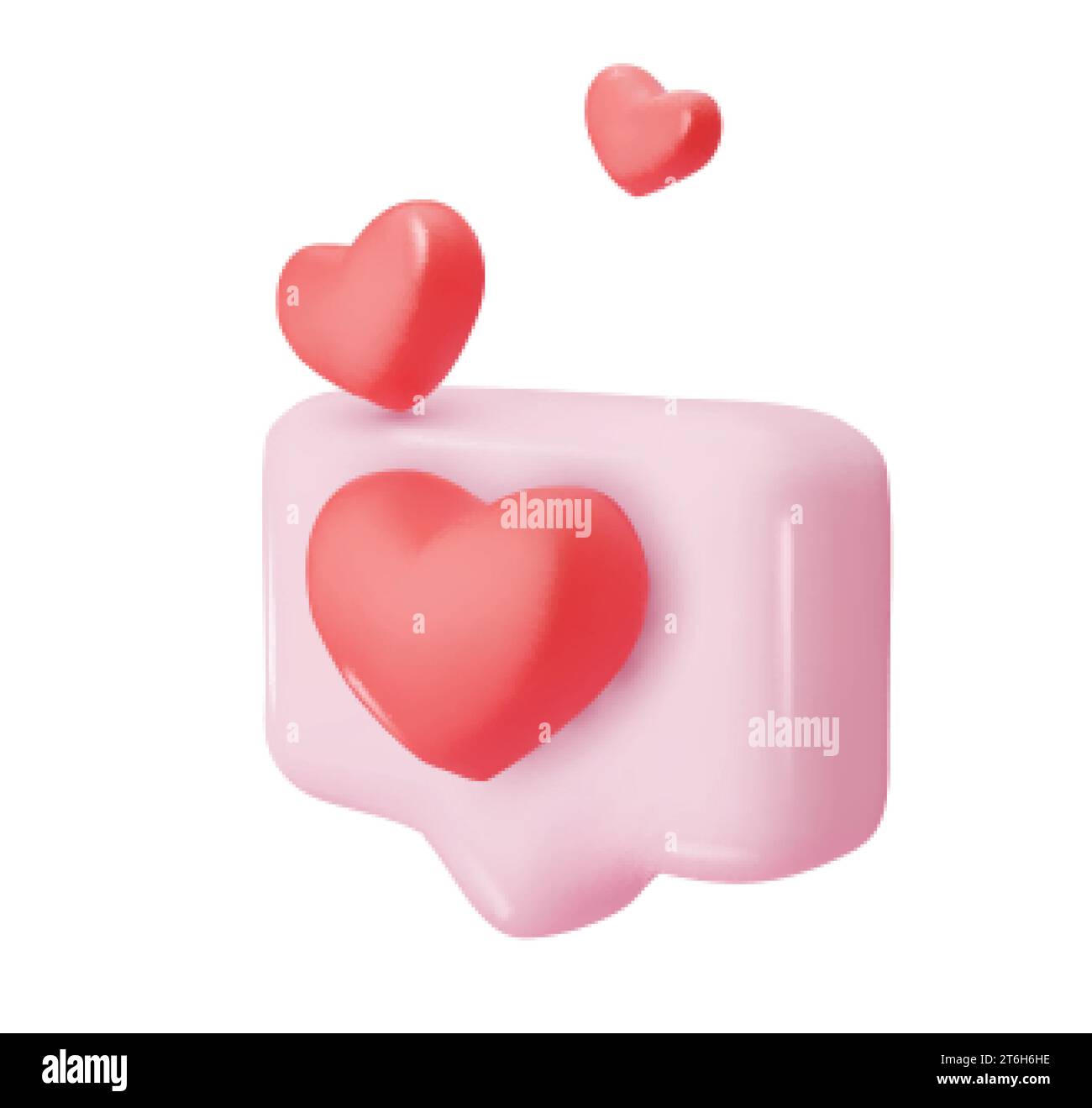 3d Vector Icon Message Dialog Button With Red Heart Realistic Elements For Romantic Design