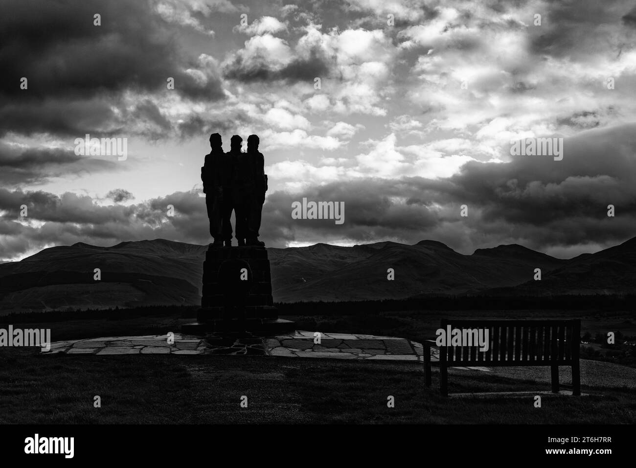 Black and white of the commando memorial at Lochaber, Spean Bridge ...