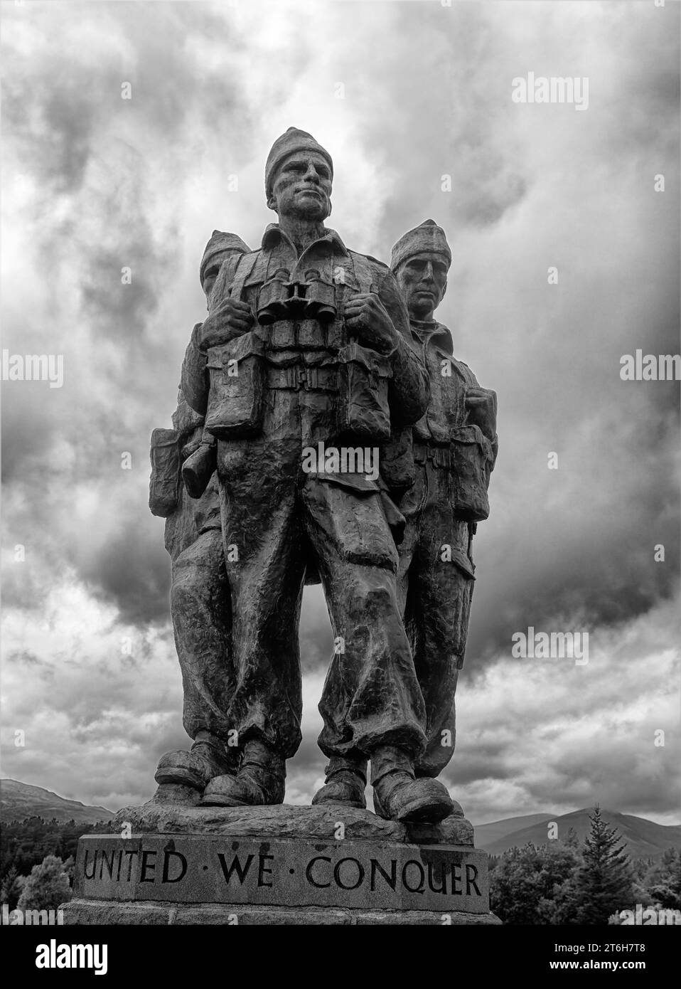 The commando memorial at Lochaber, Spean Bridge, Scotland in black and white Stock Photo - Alamy