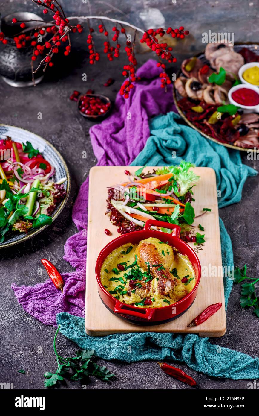 Shkmeruli, Georgian chicken a.traditional Georgian dish ..style rustic ...