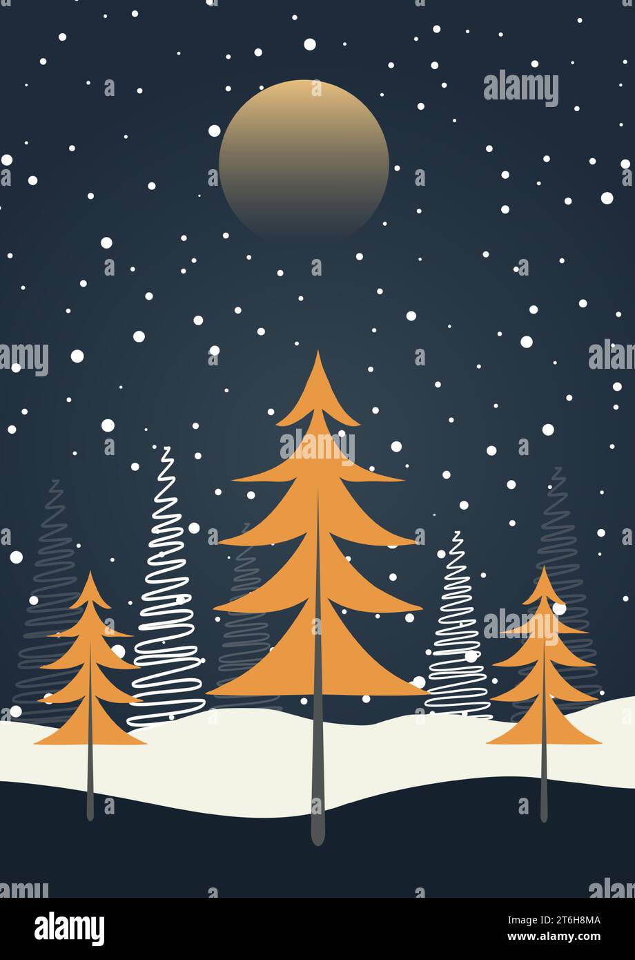 Christmas card design with a hand drawn trees design Stock Vector Image ...