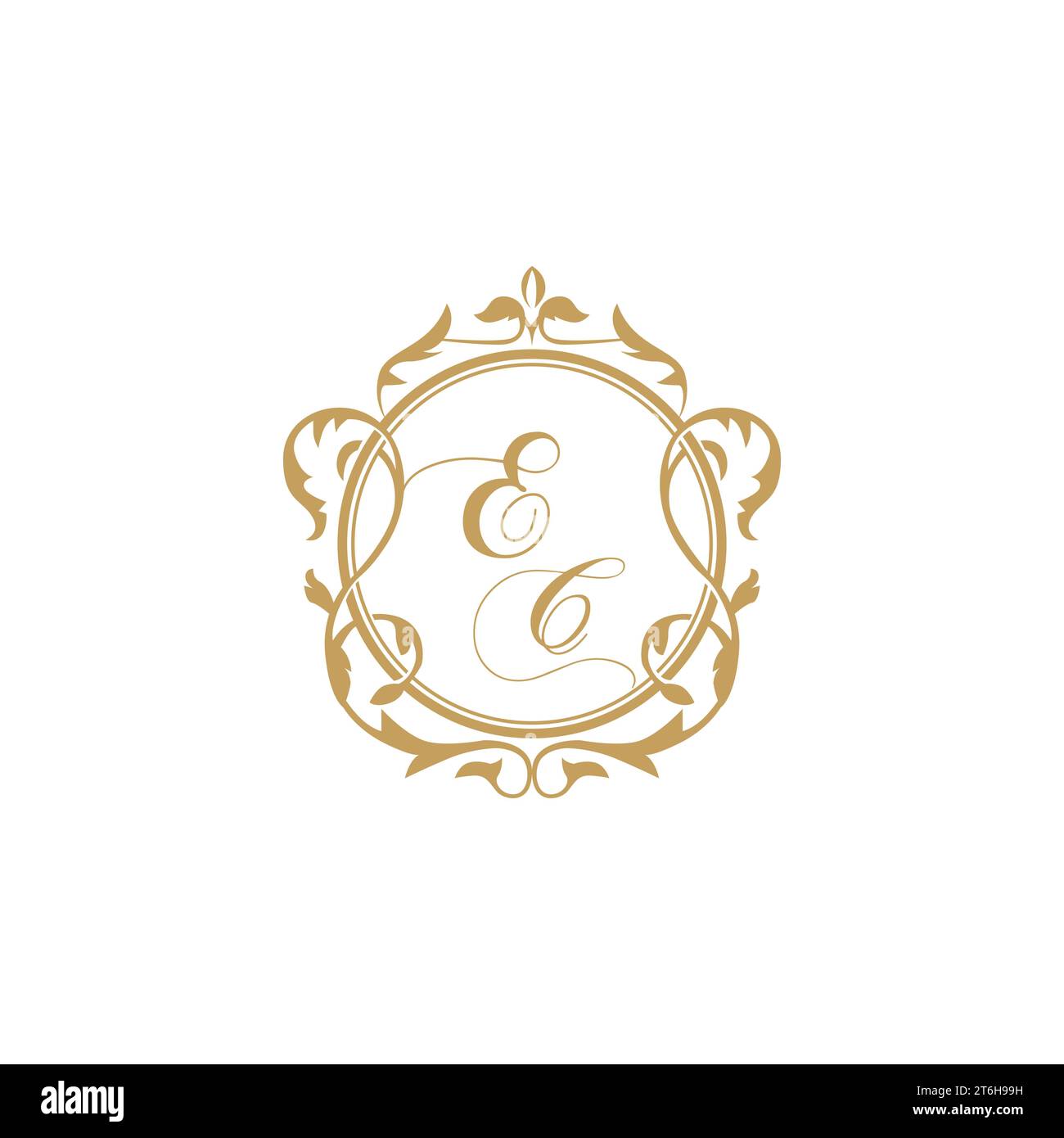 EC Wedding initials invitation with elegant ornament circle element ...
