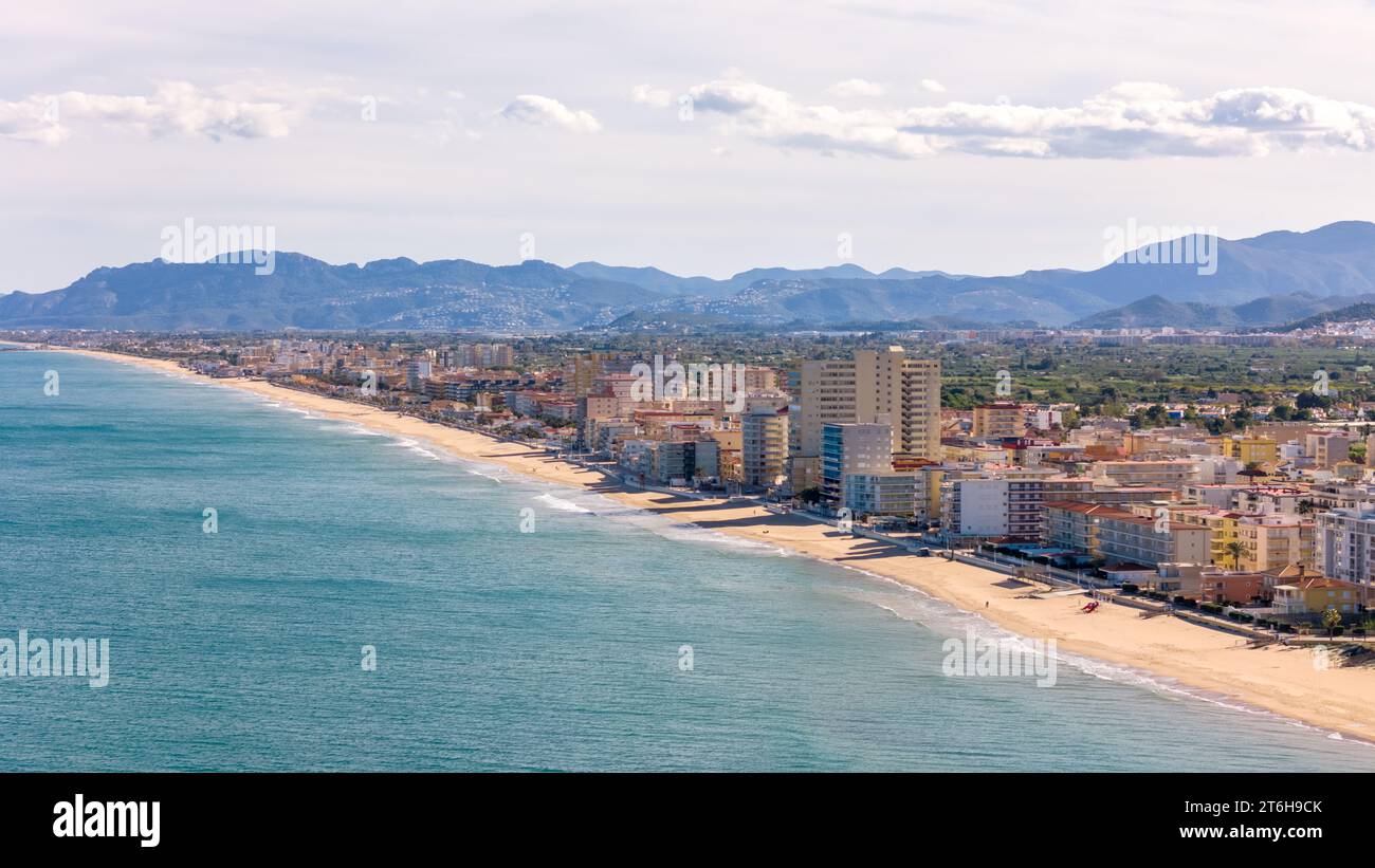 Aerial drone photo of apartment buildings next to the beach in the ...