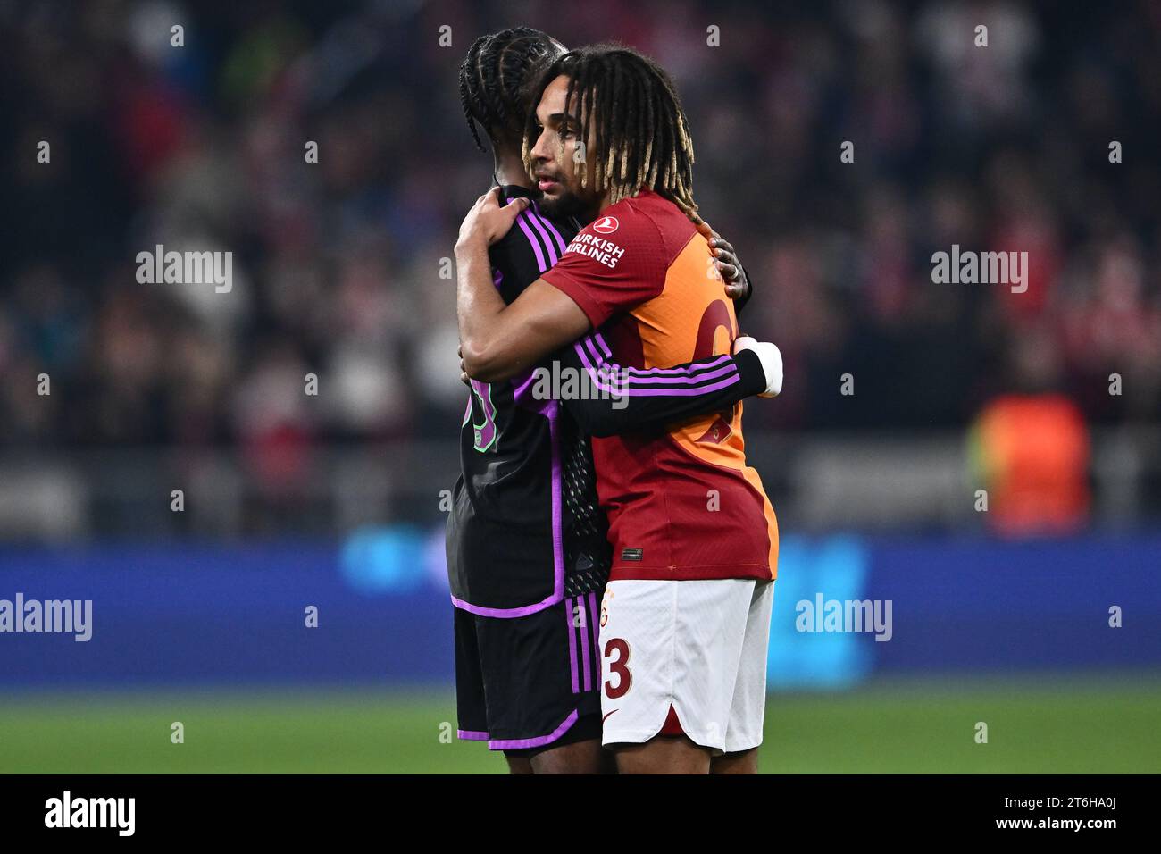MUNICH, GERMANY - NOVEMBER 8: Mathys Tel of FC Bayern Munchen and Sacha ...