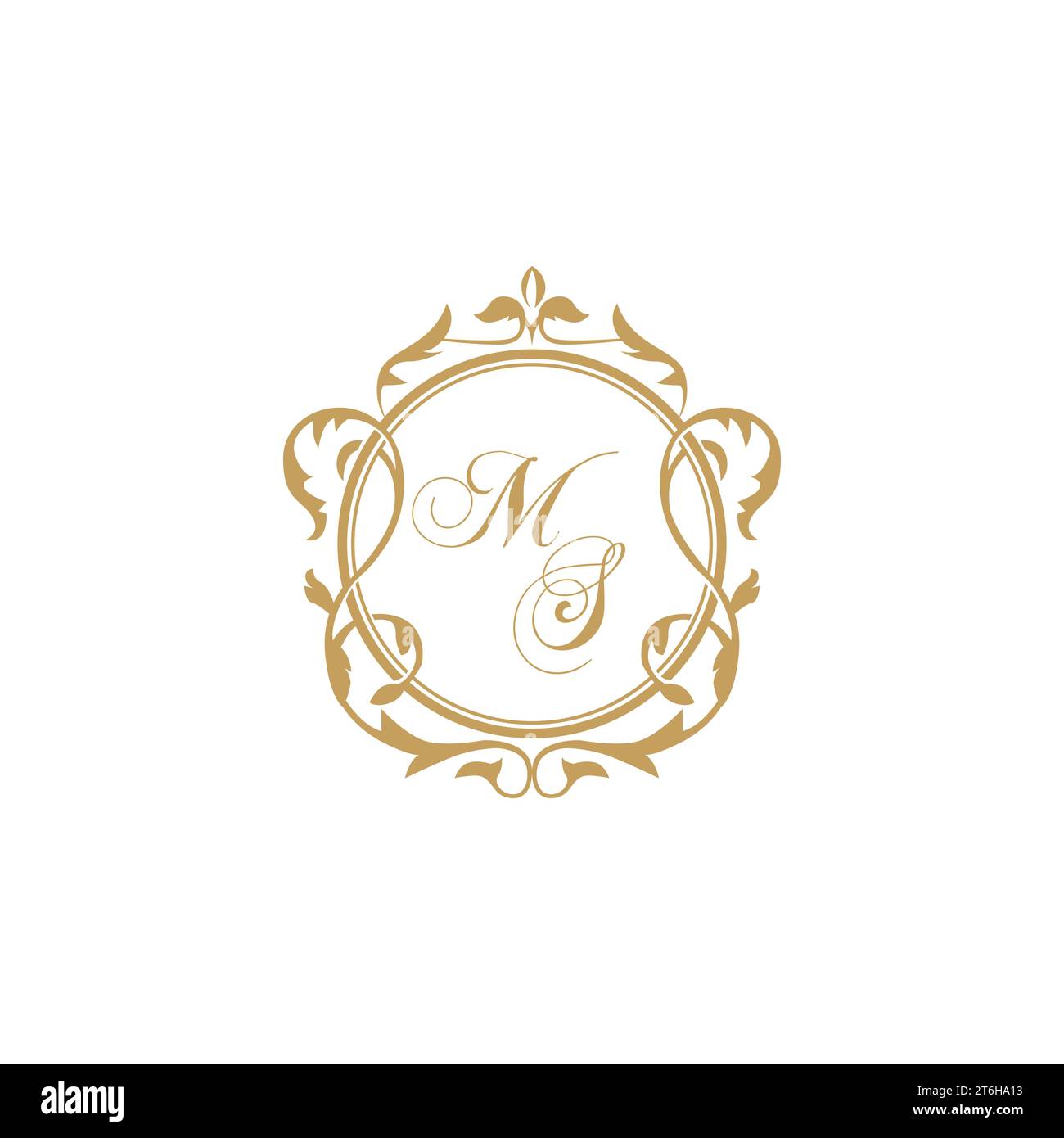MS Wedding initial invitation with elegant ornament circle element ...
