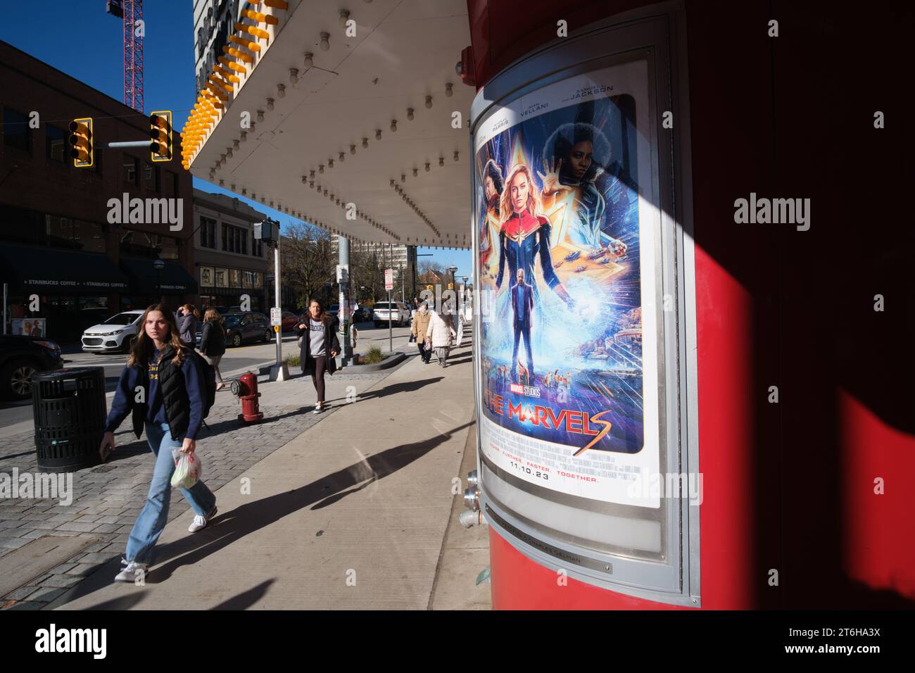 Poster for The Marvels movie at the State Theatre in Ann Arbor ...