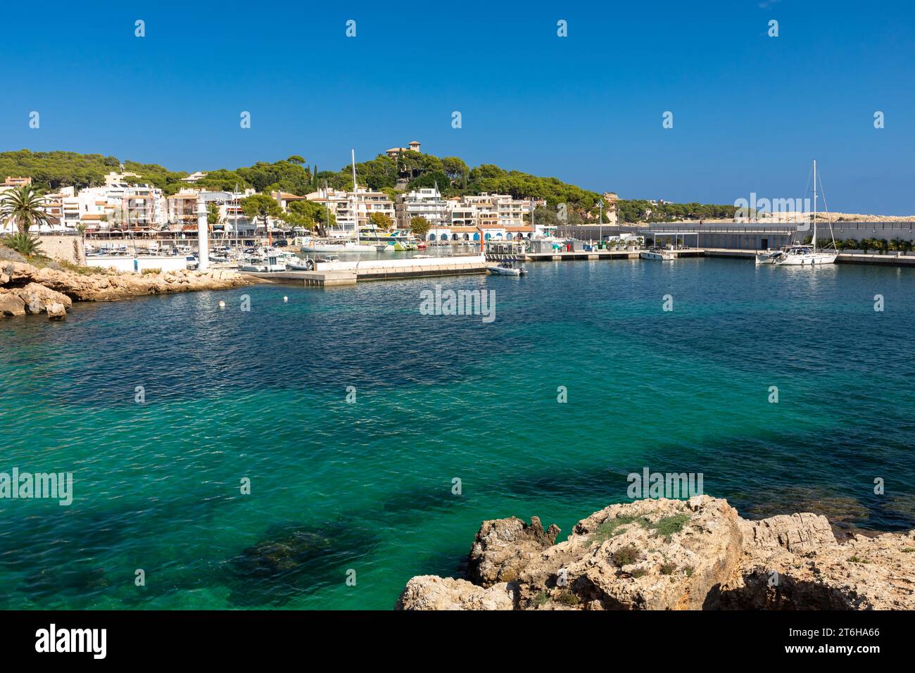 View of the port of Cala Rajada, island of Mallorca, Spain Stock Photo ...