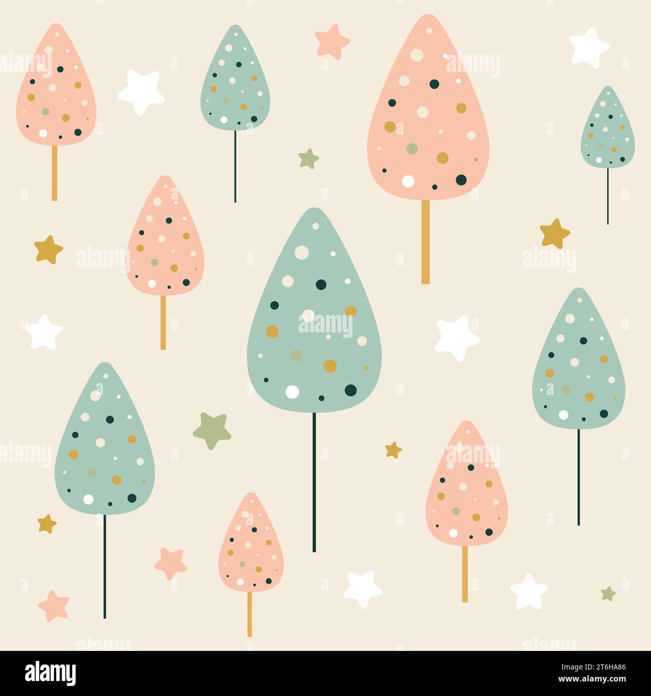 Christmas background with a cute tree pattern design Stock Vector Image ...