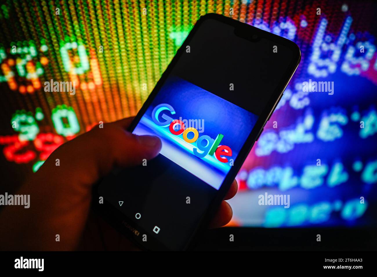 In this photo illustration a Google logo is displayed on a smartphone ...