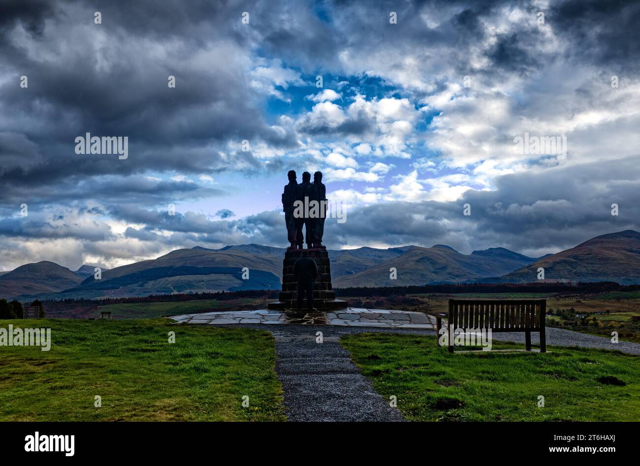 Heavy clouds and a desolate view at the Commando memorial, lochaber ...