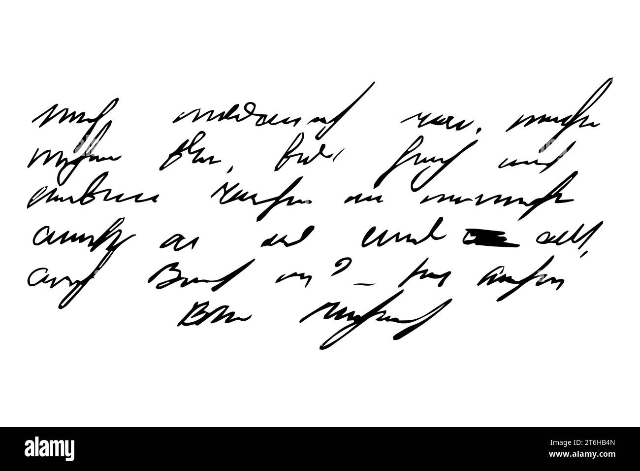 Handwritten Unreadable ink stroke, doodle illegible fictional language ...
