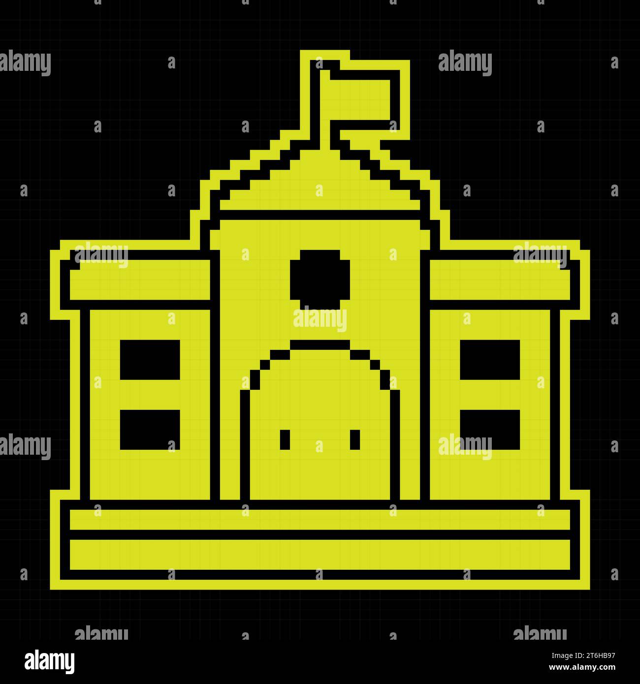 Facade of school house. Exterior of university building. Pixel ...