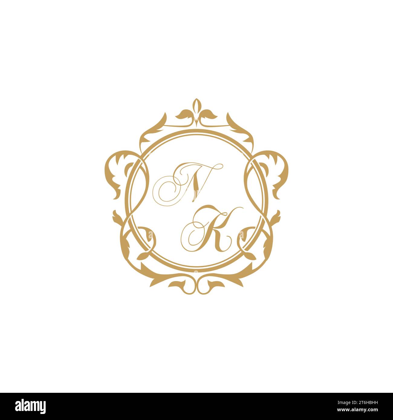 NK Wedding initial invitation with elegant ornament circle element ...