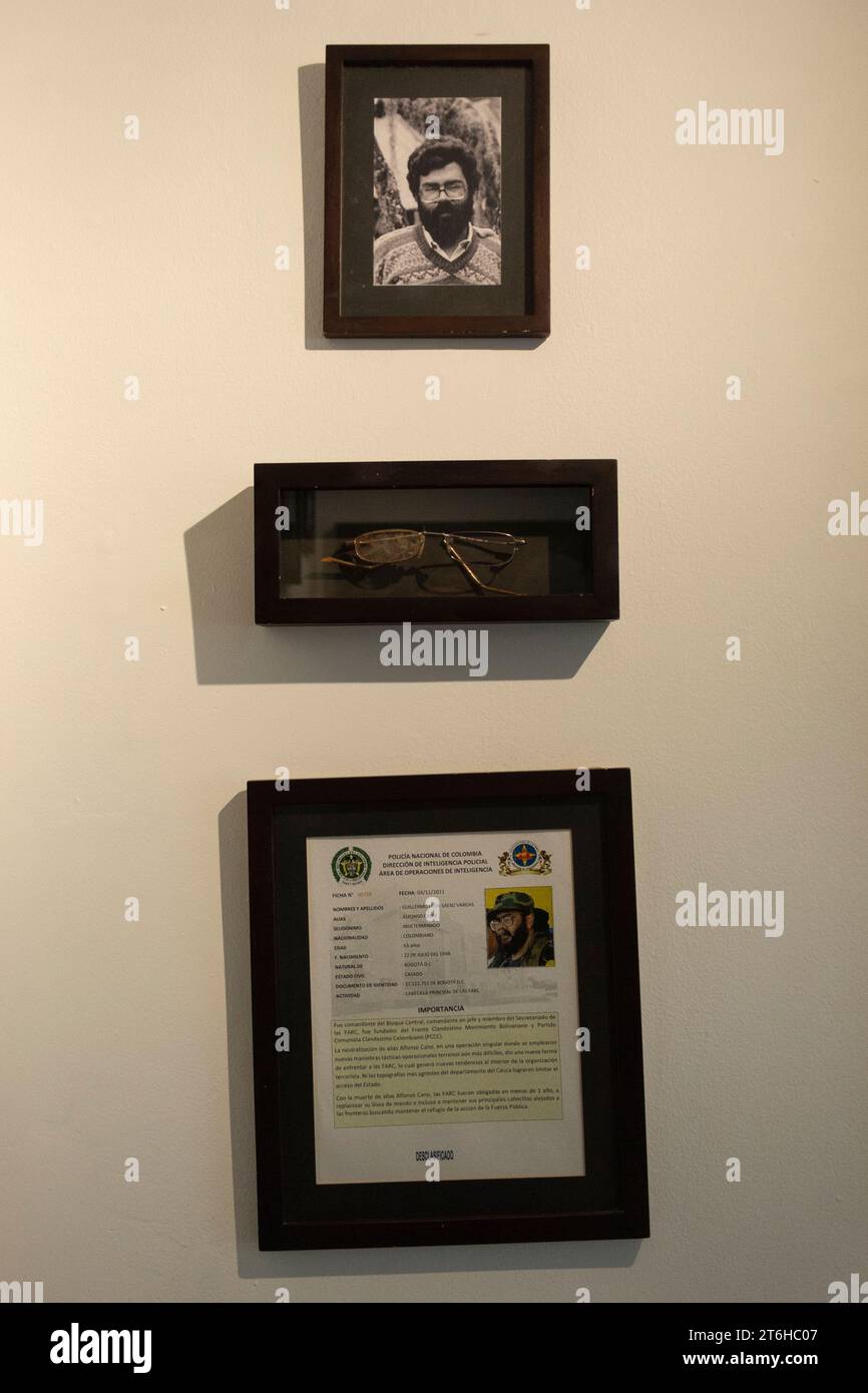 Alfonso cano FARC-EP guerrilla leader glasses portrait and criminal ...