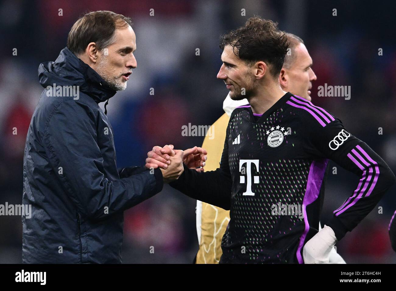 MUNICH, GERMANY - NOVEMBER 8: Head coach Thomas Tuchel and Leon Goretzka of FC Bayern Munchen ...