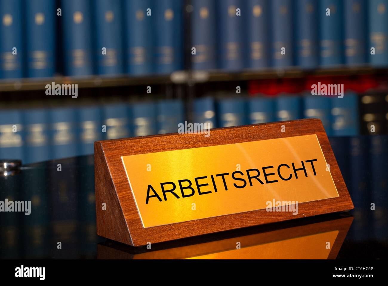 Symbol image of labour law (Arbeitsrecht): Brass sign with the german ...