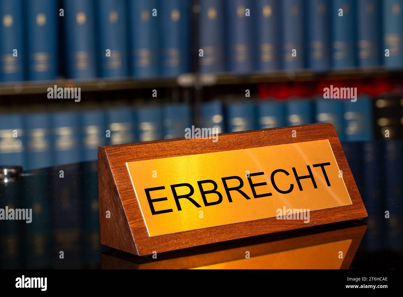 Symbol image of inheritance law (Erbrecht): Brass sign with the german ...