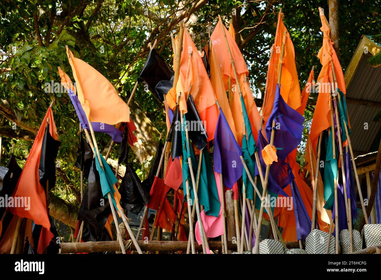 Fahnen der Krabbenfischer - Mango Bay - Koh Bulon Le - Thailand, Januar ...