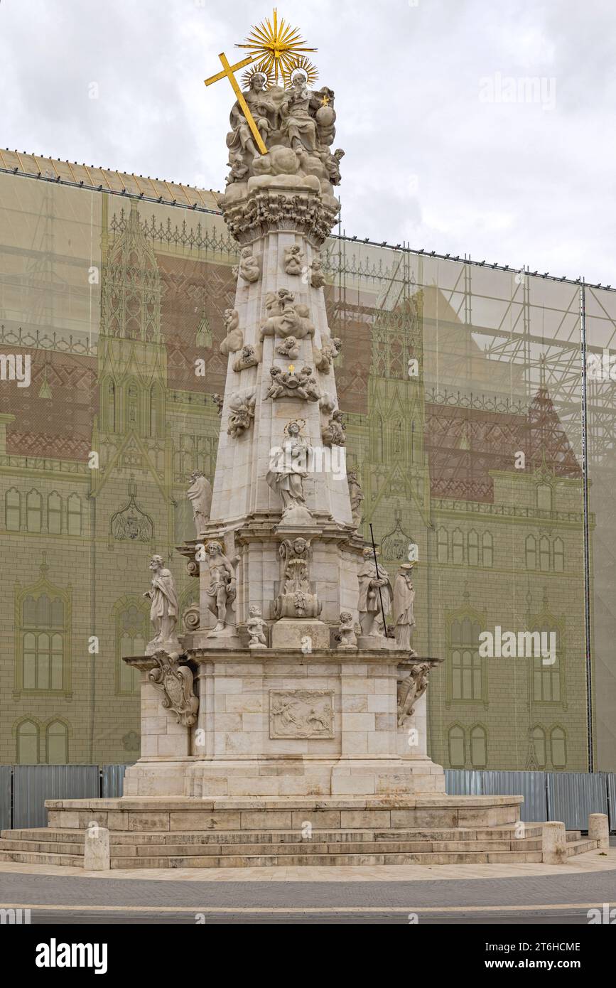 Budapest, Hungary - July 31, 2022: Holy Trinity Statue Black Plague ...