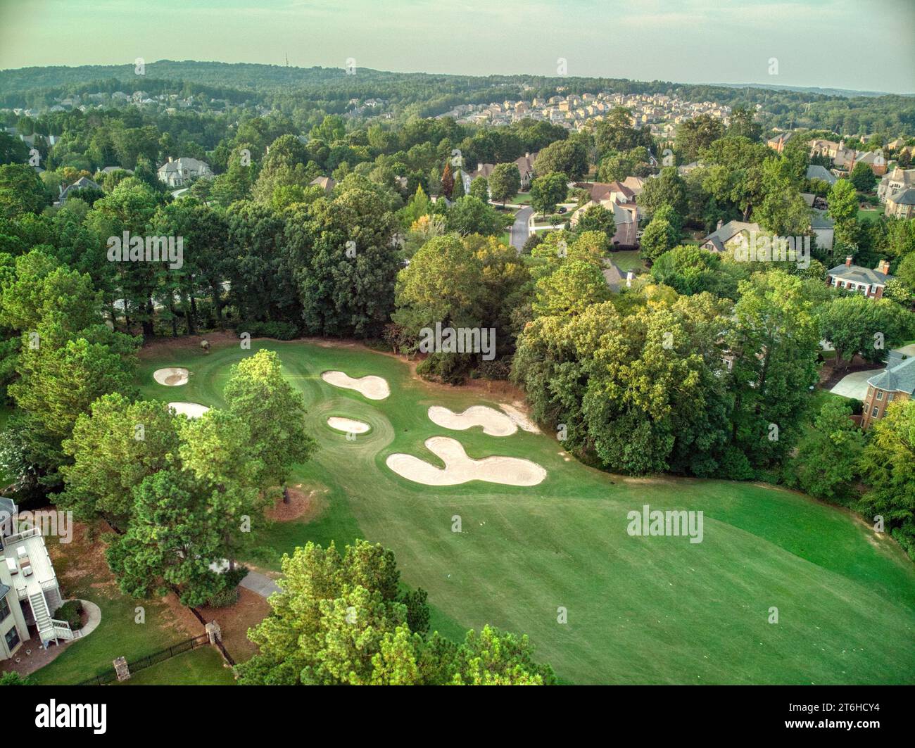 Panoramic aerial view of a beautiful subdivision in an upscale ...