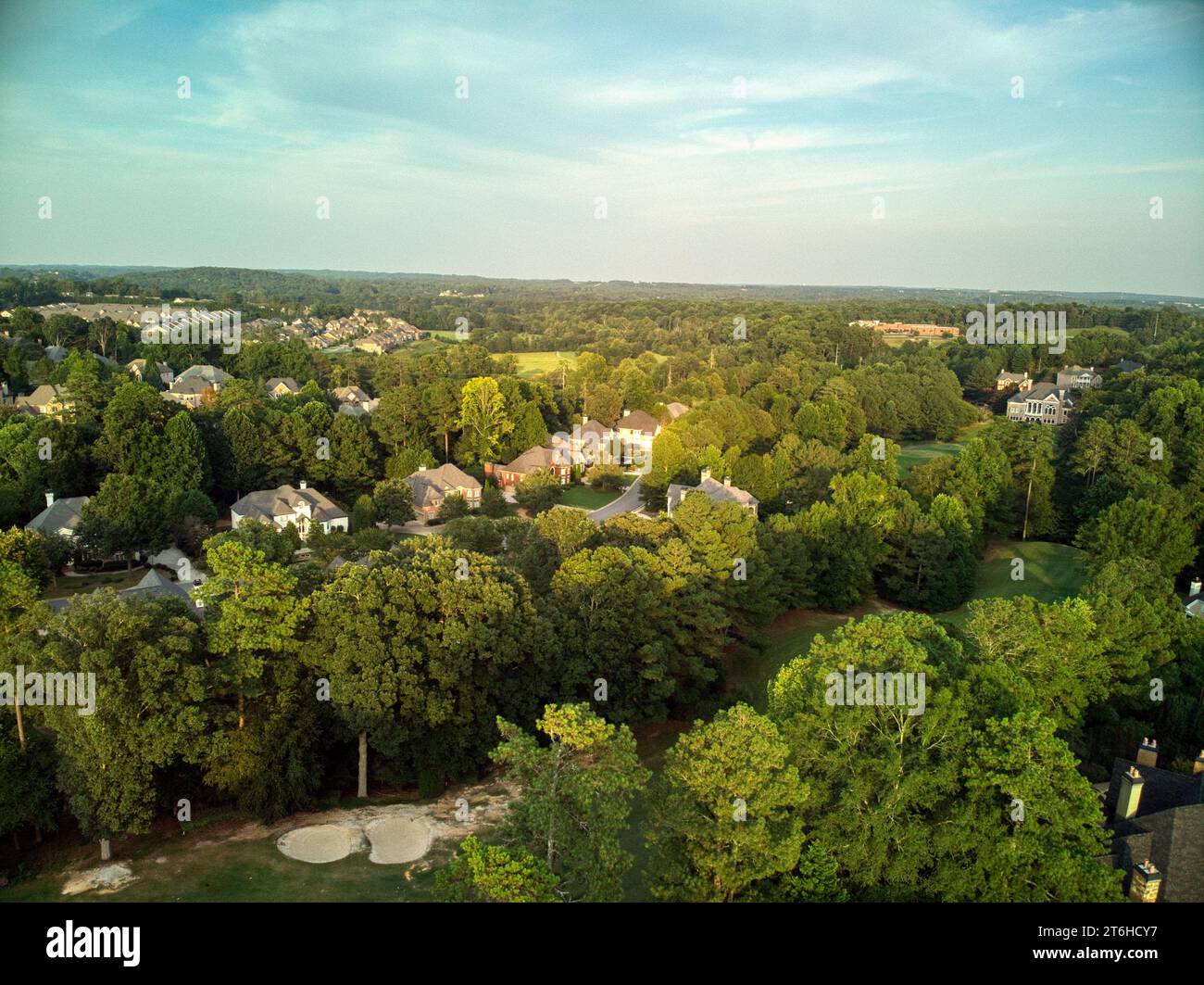 Panoramic aerial view of a beautiful subdivision in an upscale ...