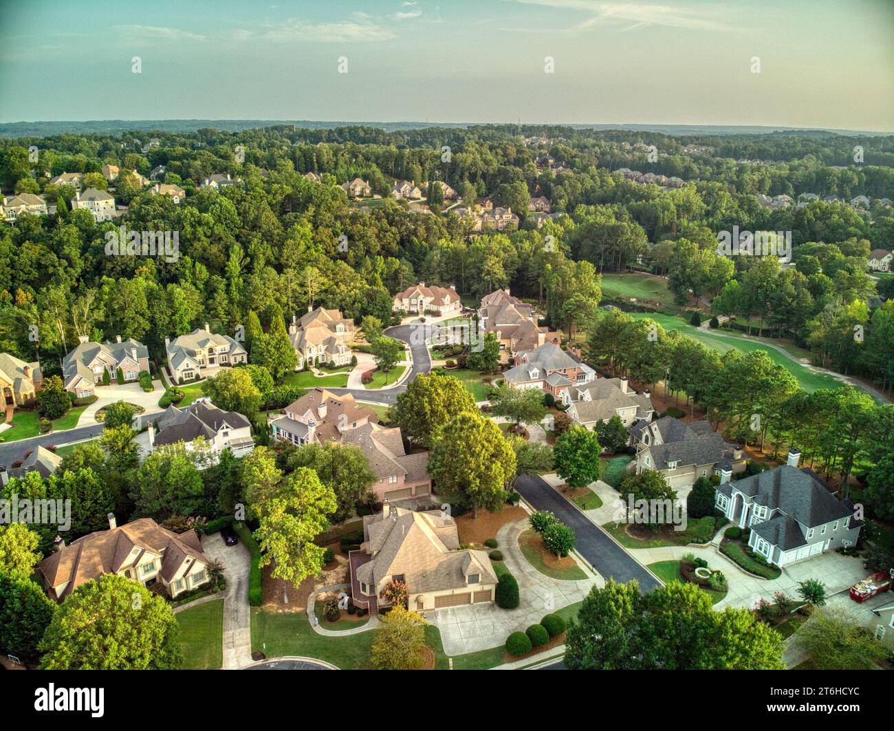 Panoramic aerial view of a beautiful subdivision in an upscale ...