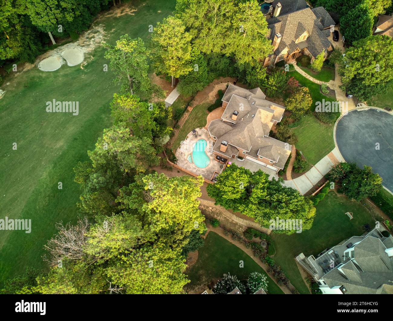 Panoramic aerial view of a beautiful subdivision in an upscale ...