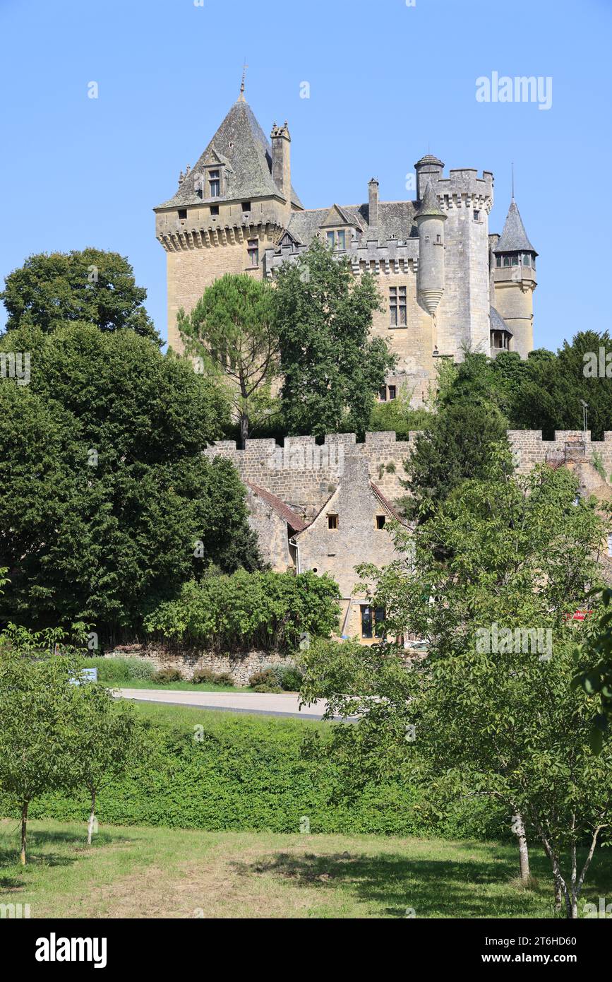 Castle, village and walnut trees in Montfort in Périgord Noir near ...