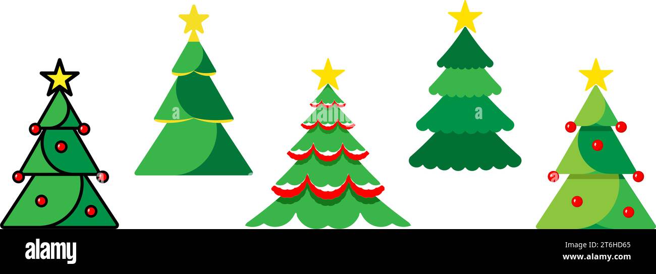 Set of Christmas tree clip art. Vector illustration Stock Vector Image ...