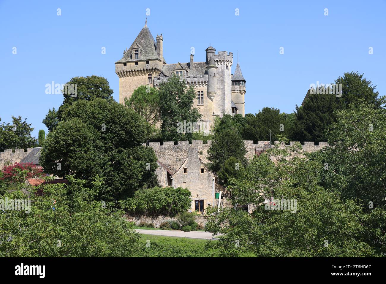 Castle, village and walnut trees in Montfort in Périgord Noir near ...