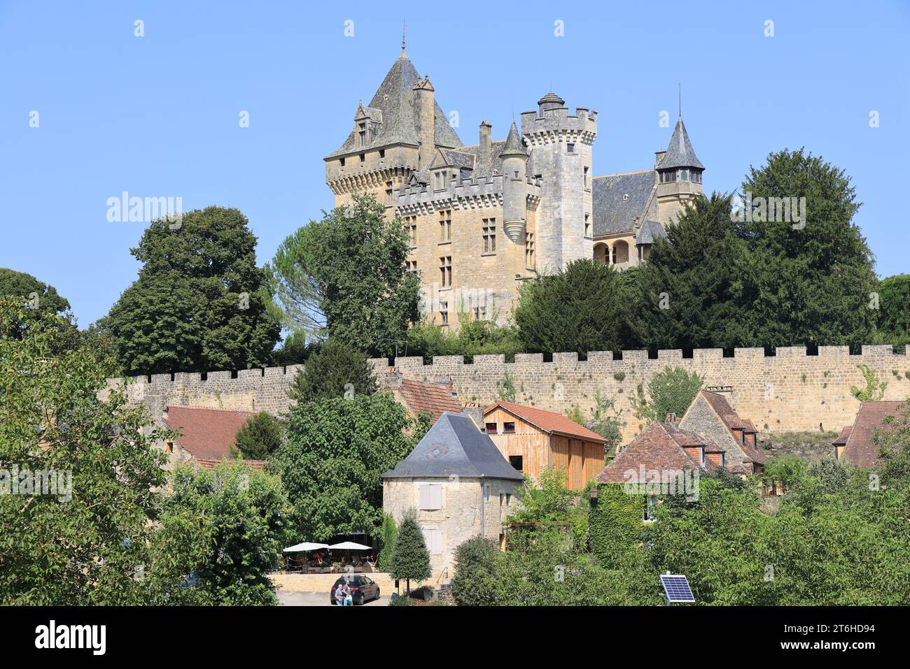 Castle, village and walnut trees in Montfort in Périgord Noir near ...