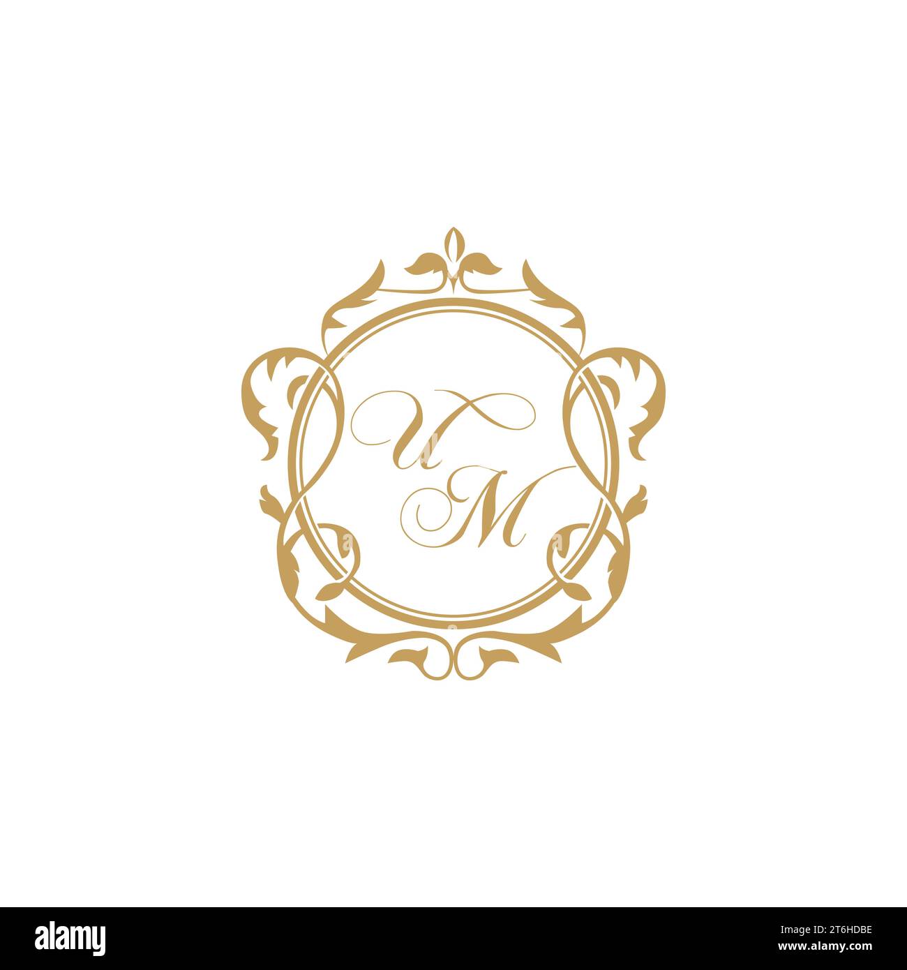 UM Wedding initial invitation with elegant ornament circle element ...