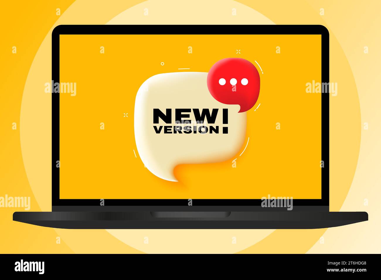 New version. Speech bubble with text. 3d illustration. Text banner in ...