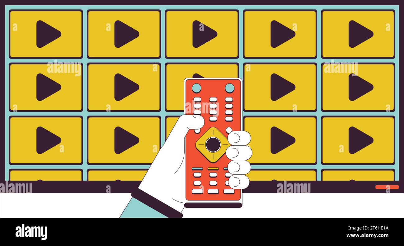 Streaming media on tv line cartoon flat illustration Stock Vector Image ...