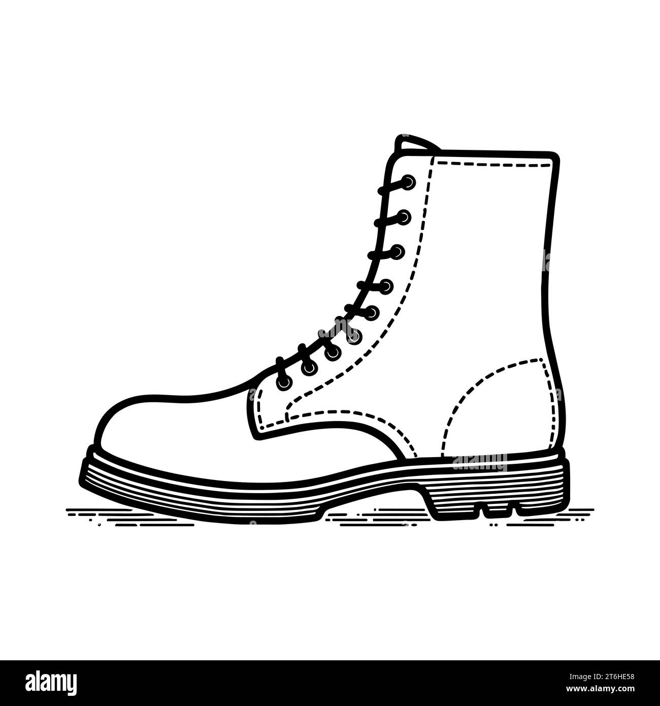 Boots icon. Black lace-up boots in flat design. Vector illustration ...