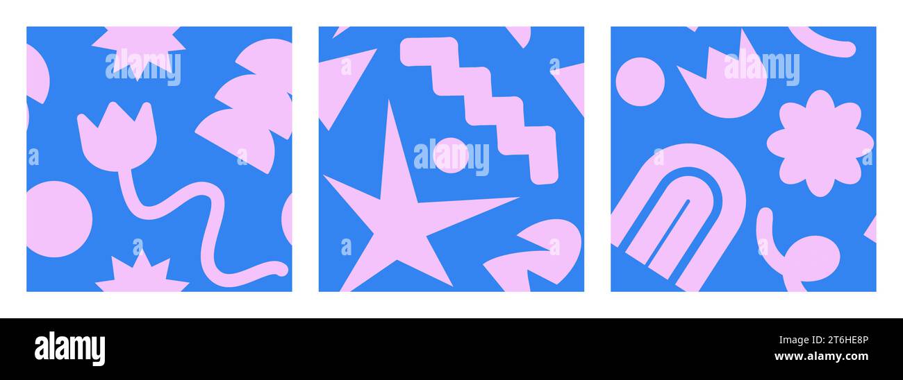 90 cool Brutalism seamless pattern set. Naive playful abstract shapes ...