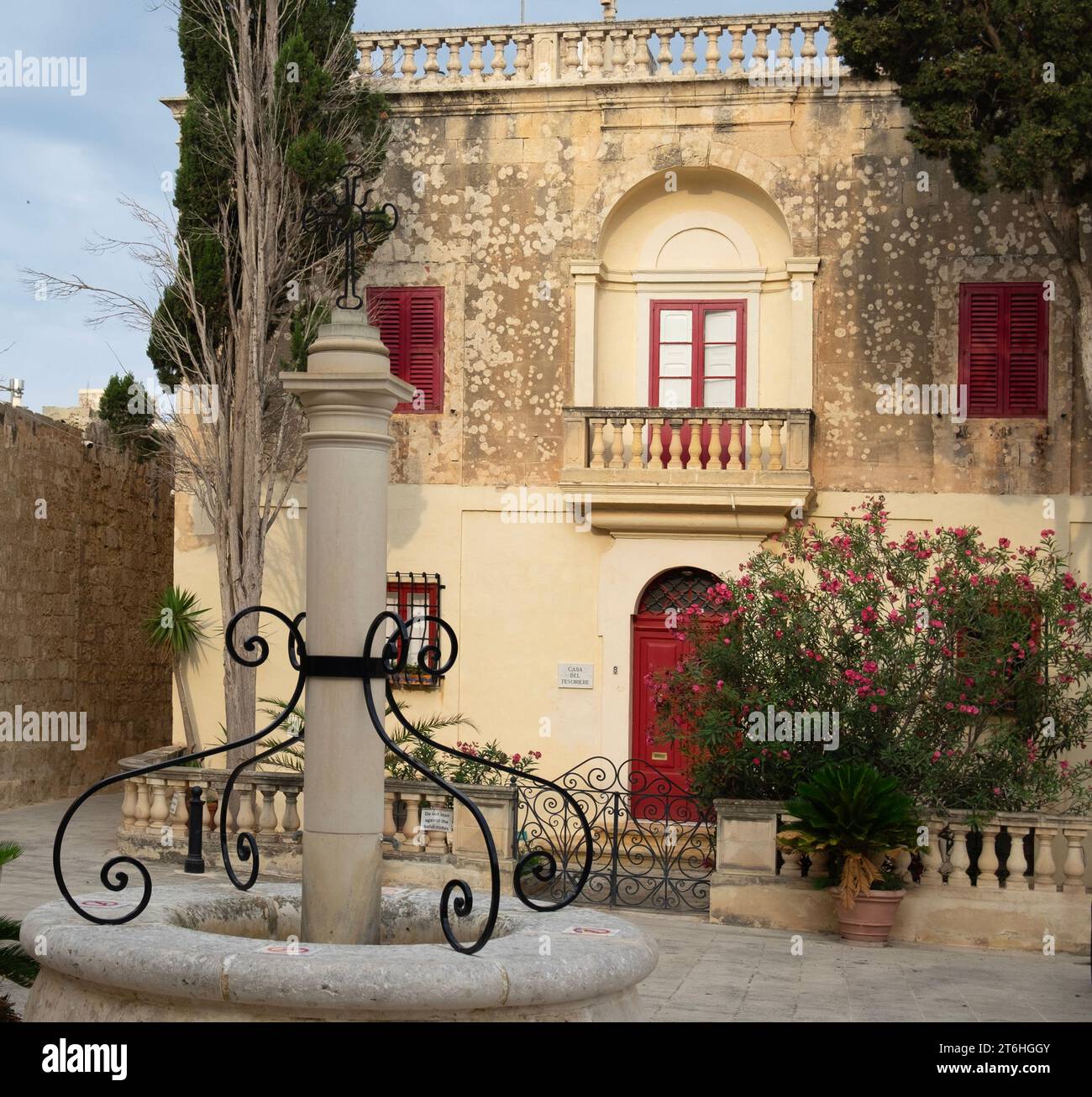 Beautiful facade of old Maltese house in ancient Mdina, Malta Stock ...