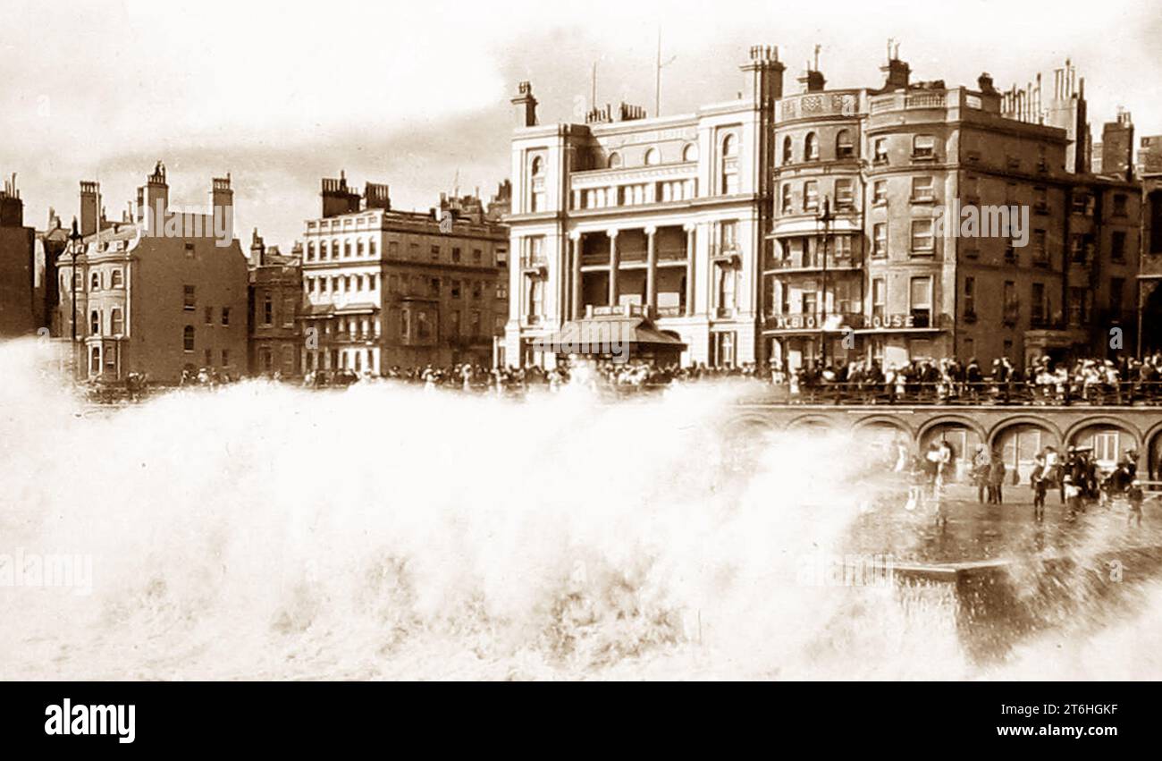 A rough sea at Blackpool, early 1900s Stock Photo - Alamy
