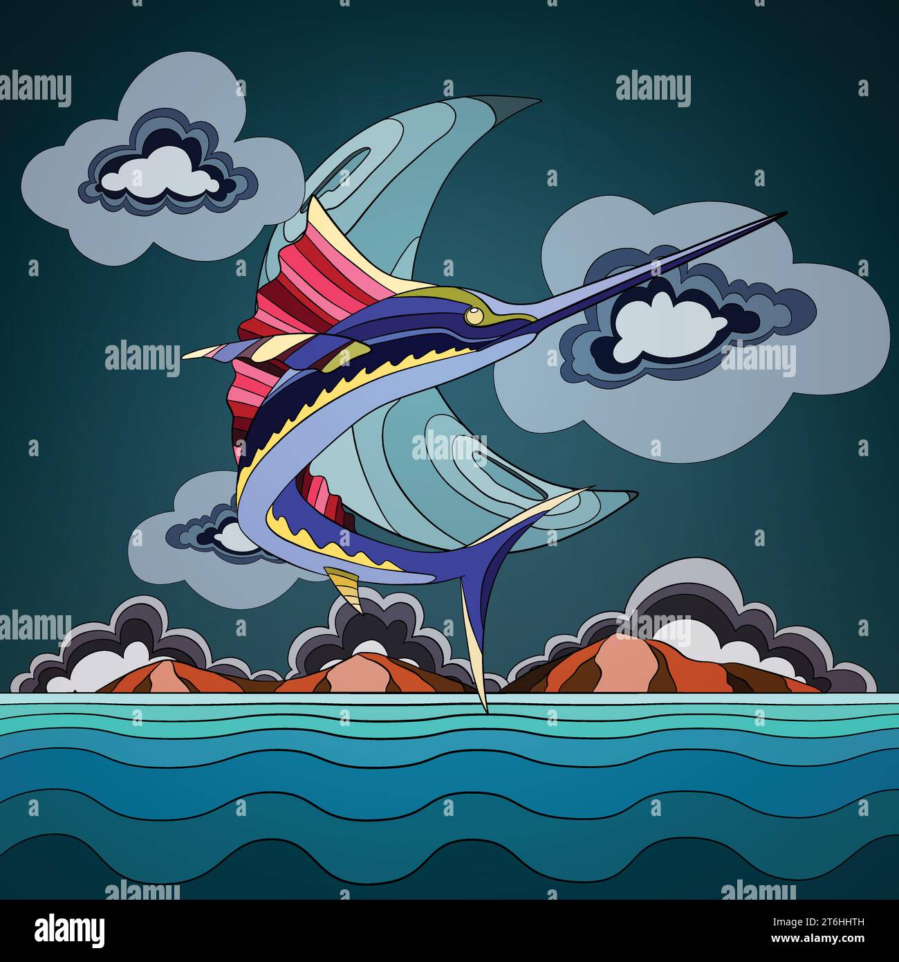 Waves night sky Cut Out Stock Images & Pictures - Alamy