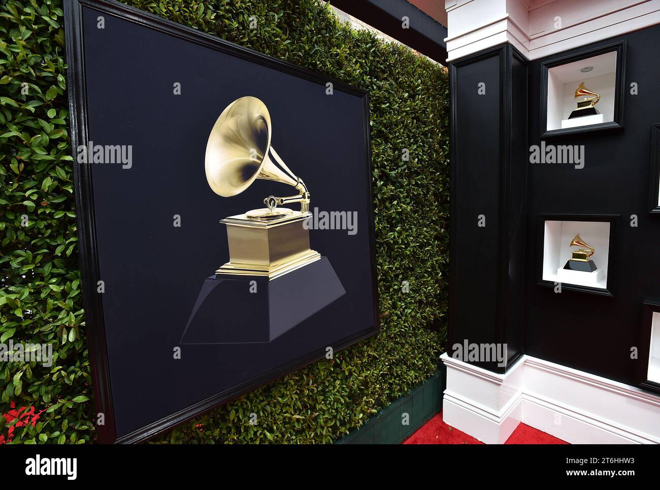 FILE - A view of the red carpet at the 64th annual Grammy Awards at the ...