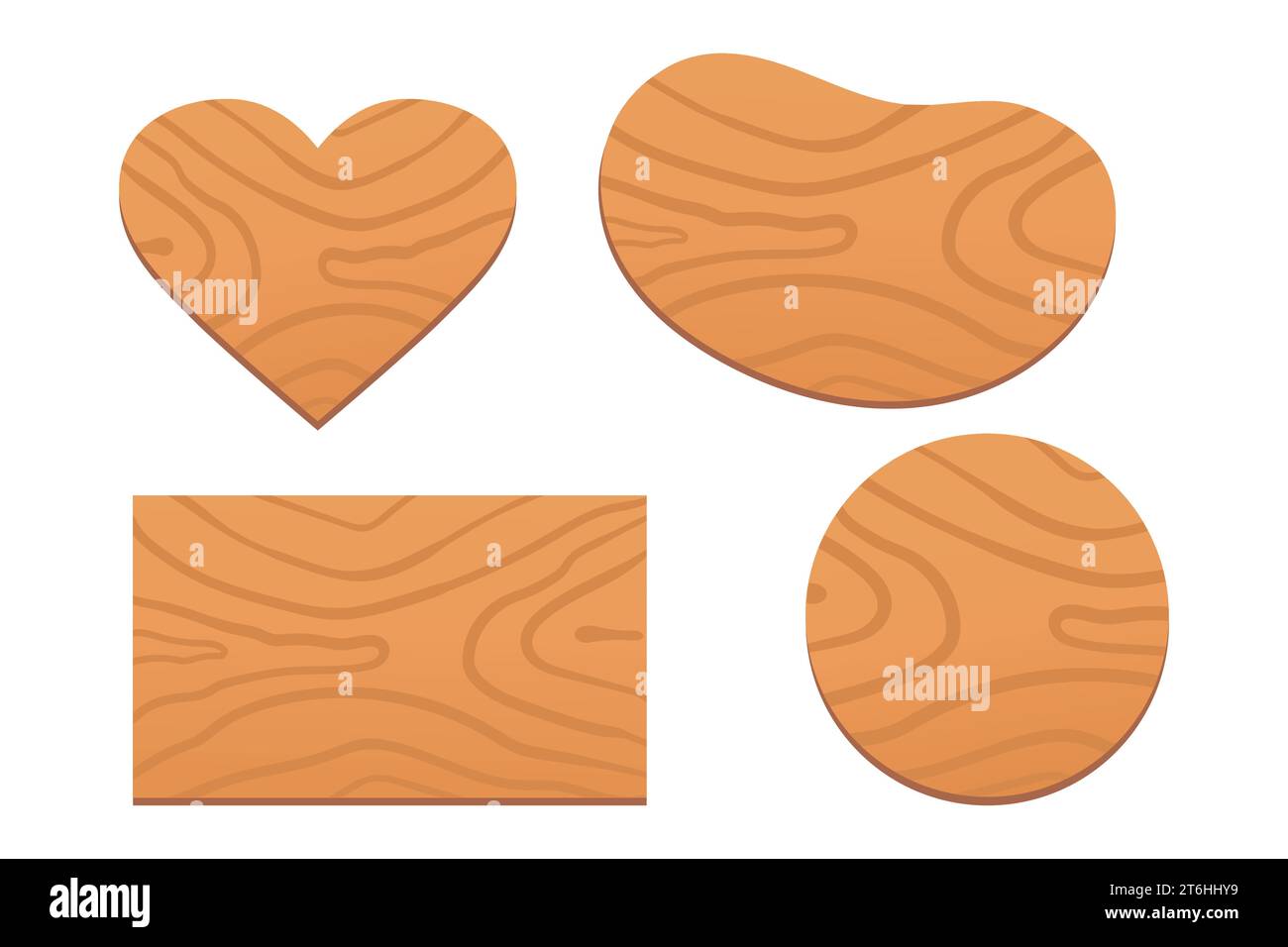 Wooden shapes of geometric forms, smooth figure and heart. Cartoon ...