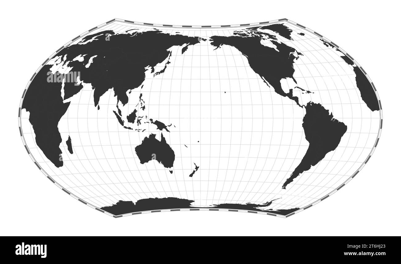 Vector world map. Wagner VII projection. Plain world geographical map ...