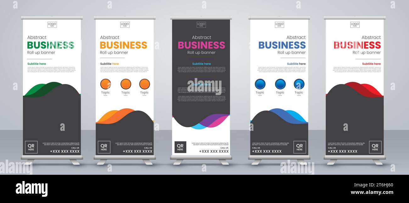 Set of templates with a design of vertical banners. Signboard ...