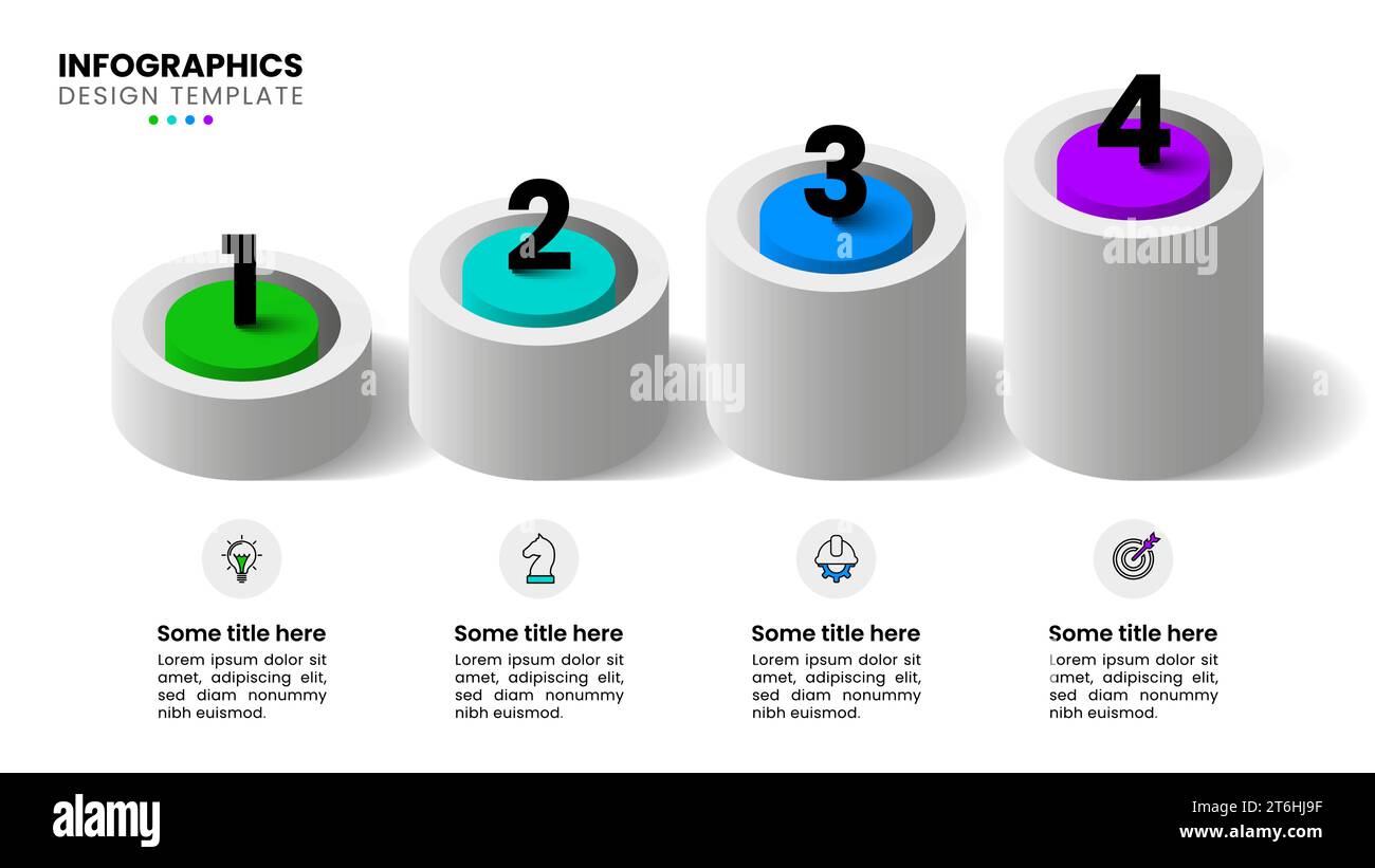 Infographic template with icons and 4 options or steps. Growing columns ...
