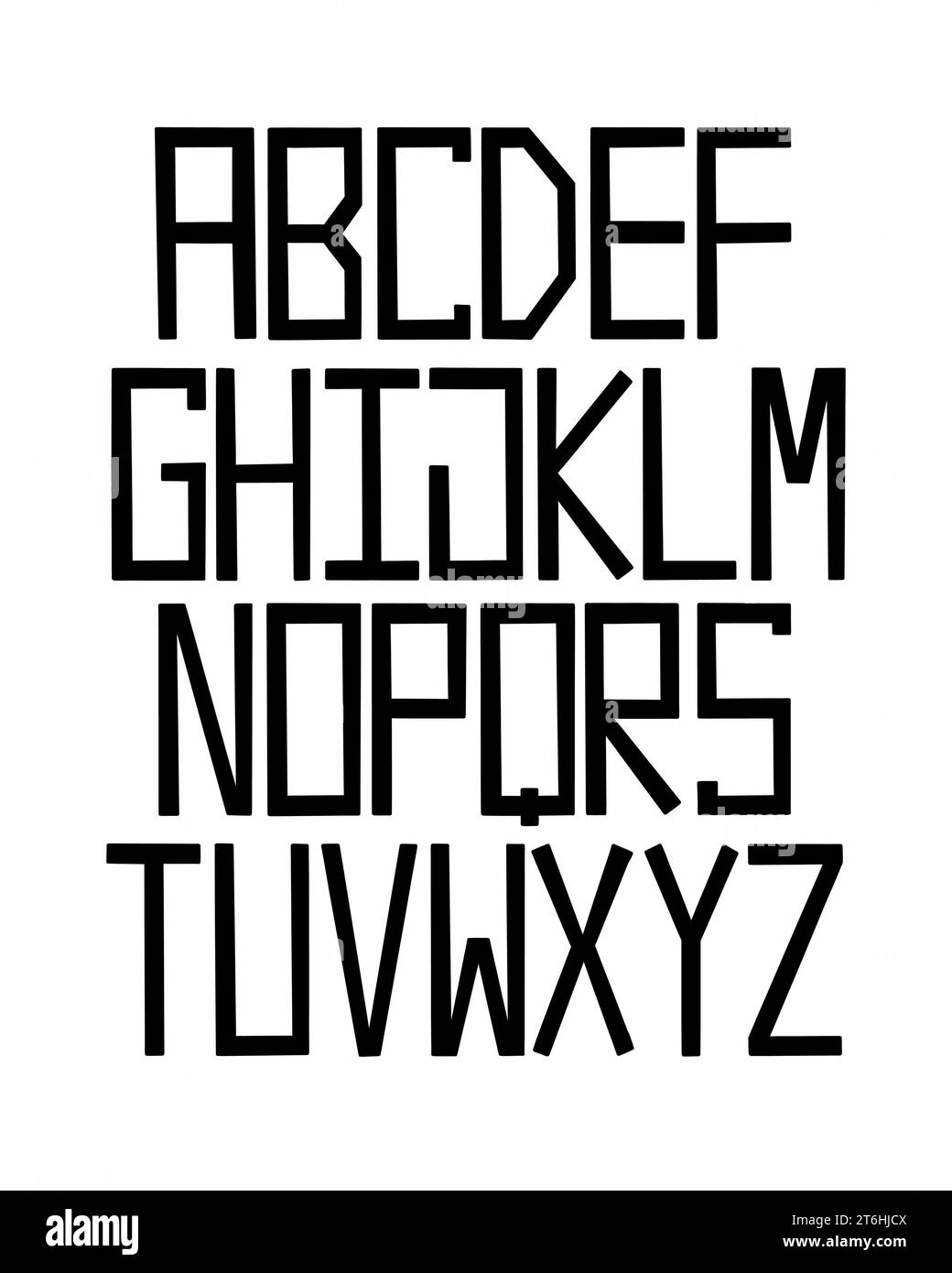 Rectangular capital black filled english A to Z alphabet latin abc font ...