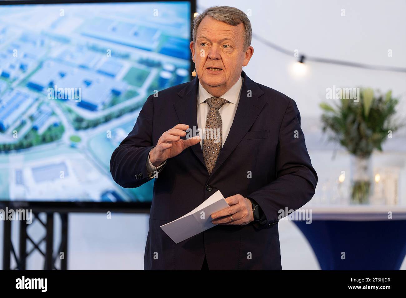 Danish Foreign Minister Lars Loekke Rasmussen speaks at a press event ...