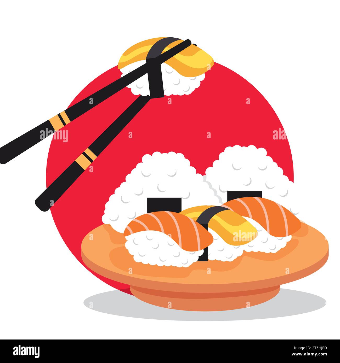 Isolated traditional japanese onigiri and sushi food Vector Stock ...